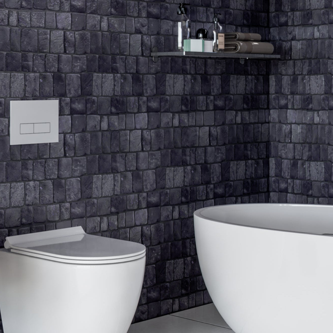 Canine Black Alor Pebble - Mosaic Tile Interlocking – Outer Island Pebbles