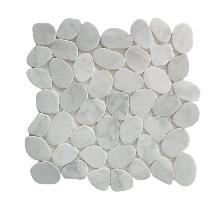 Sliced Carara Pebble - Interlocking Mosaic Tile. – Outer Island Pebbles