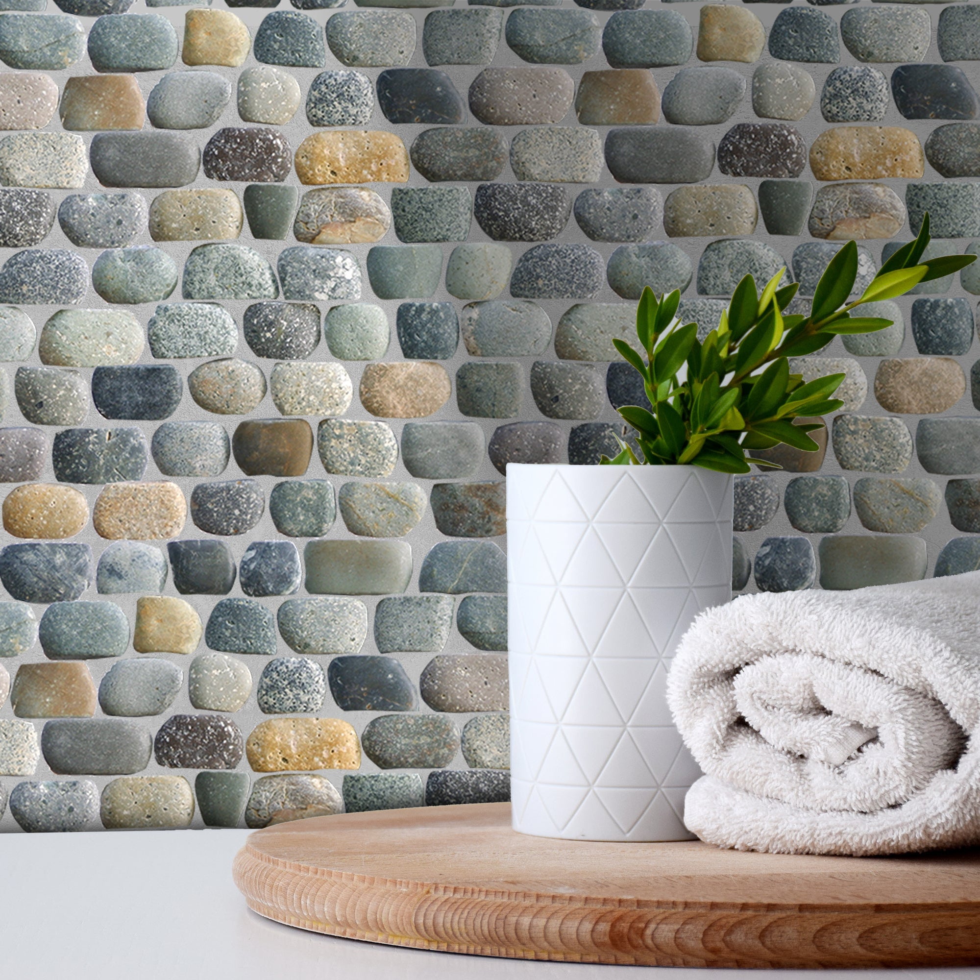 Stacked Mixed Pebble Tile - Interlocking – Outer Island Pebbles